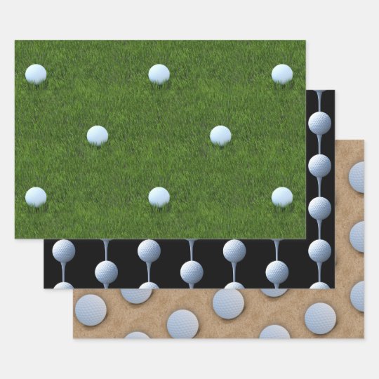 Trio of Golf Ball Designs for Golfers Wrapping Paper Sheet | Zazzle.ca