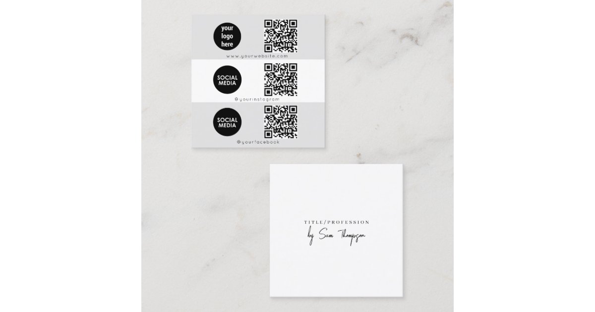 Triple Icon QR Code Social Media Logo Template Square Business Card ...