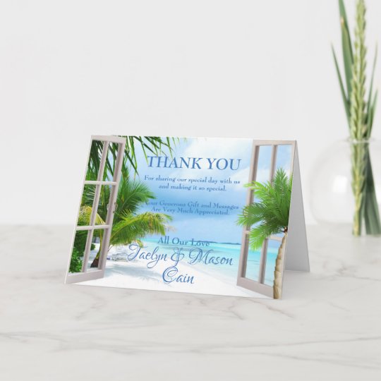 Tropical Wedding Beach Scene Thank You Card | Zazzle.ca