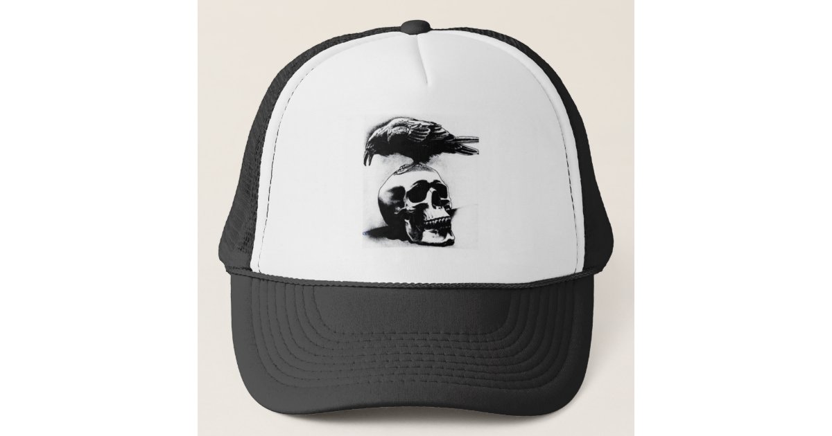 Trucker cap Mercenary Skull Crow | Zazzle