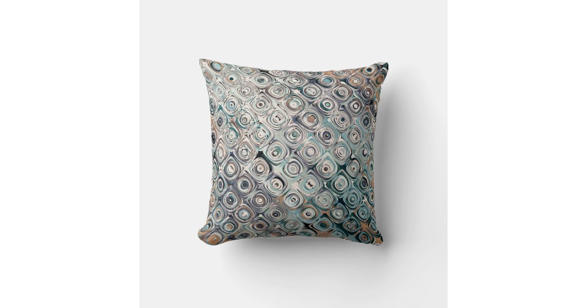 Turquoise And Tan Circles Pattern Throw Pillow | Zazzle
