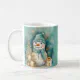 Turquoise & Gold Snowman with Christmas Tree Coffee Mug | Zazzle