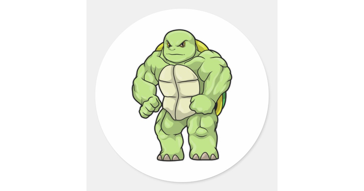 Turtle as Bodybuilder with Six pack Classic Round Sticker | Zazzle