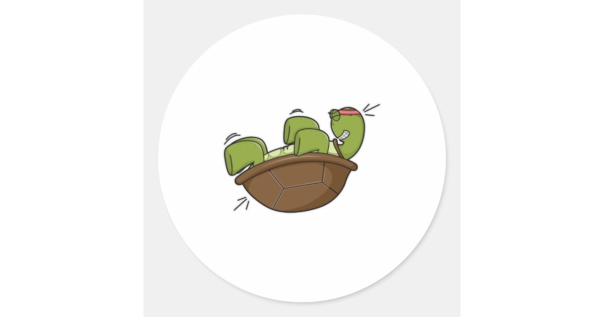 Turtle at Exercise for Abdominla muscles Classic Round Sticker | Zazzle