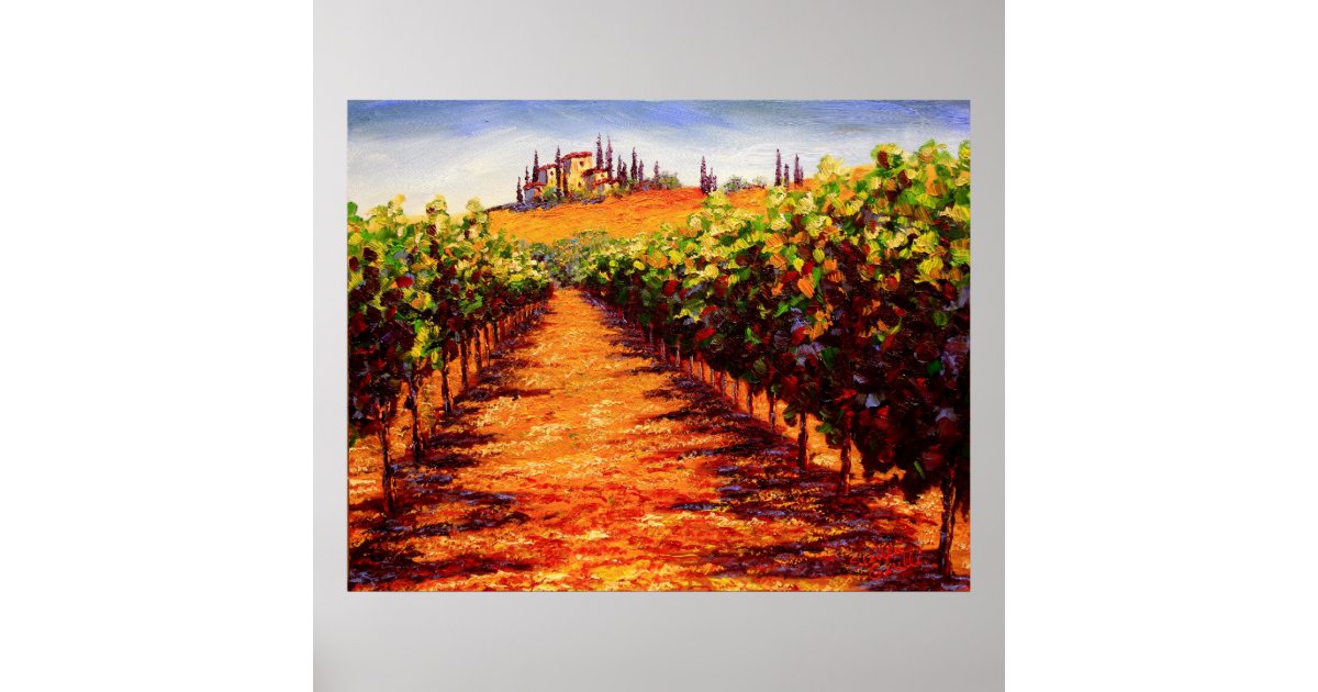 Tuscan Wine Vineyard Poster | Zazzle