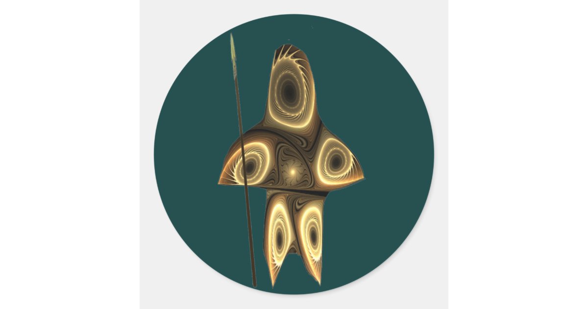 Tuvaaq - Fractal Inuit Hunter Classic Round Sticker | Zazzle