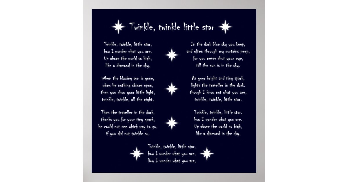 Twinkle, twinkle, little star poster | Zazzle