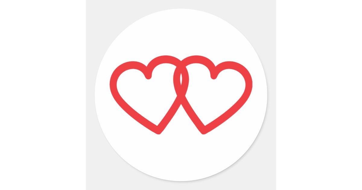 two red hearts icon classic round sticker | Zazzle