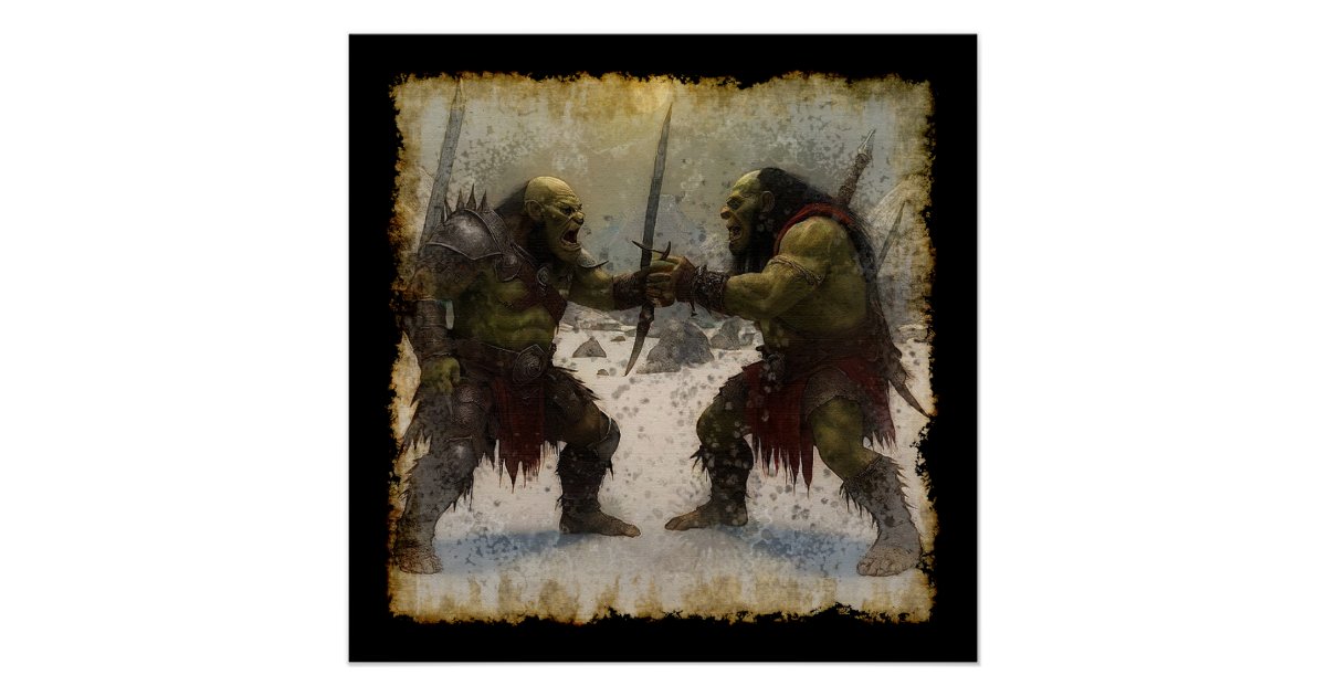 Two Scruffy Orcs, Fighting Poster | Zazzle