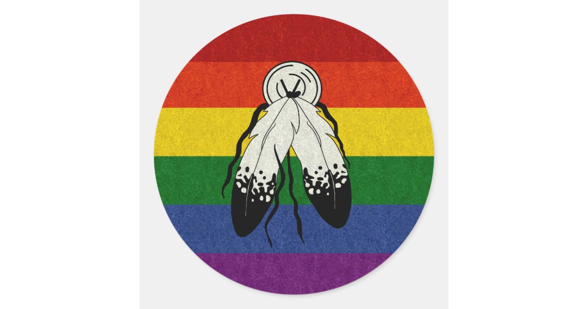 Two-Spirited Pride Flag Coloured Background Design Classic Round ...