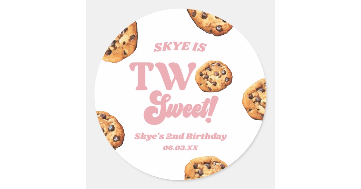 Two Sweet Cookies and Milk 2nd Birthday Party Classic Round Sticker ...