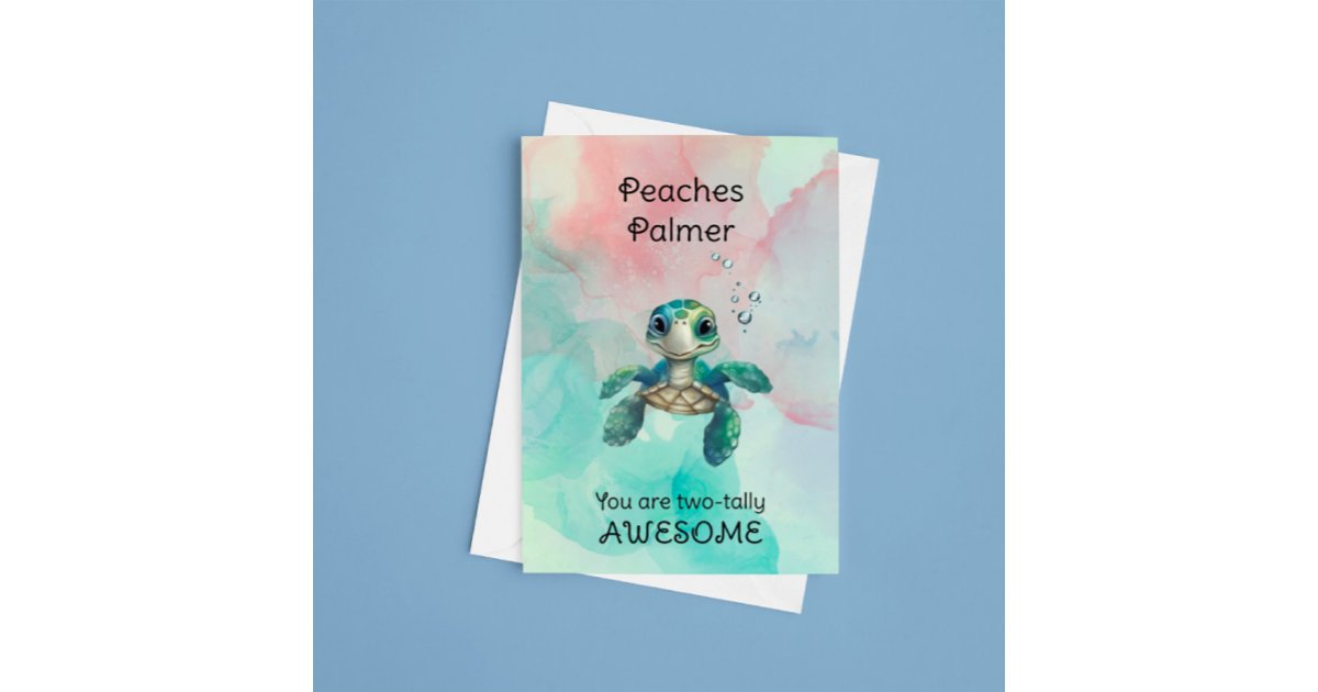 Two years old Turtle Birthday Card | Zazzle