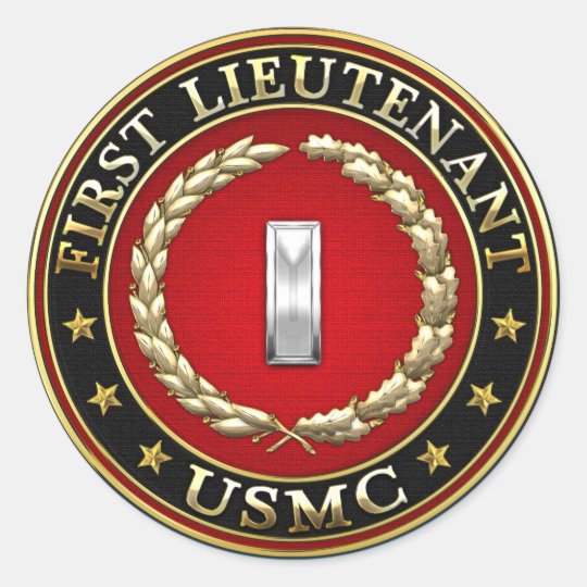 U.S. Marines: First Lieutenant (USMC 1stLt) [3D] Classic Round Sticker ...