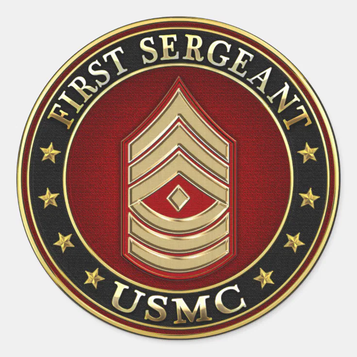 U.S. Marines: First Sergeant (USMC 1stSgt) [3D] Classic Round Sticker | Zazzle