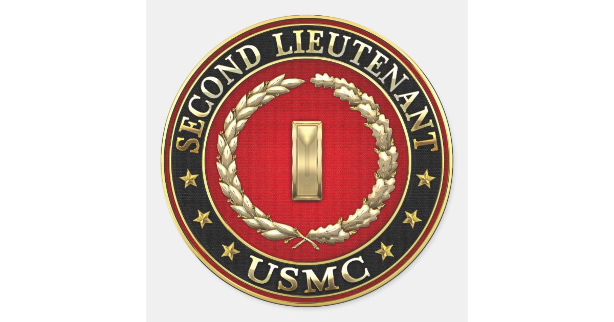 U.S. Marines: Second Lieutenant (USMC 2ndLt) [3D] Classic Round Sticker ...