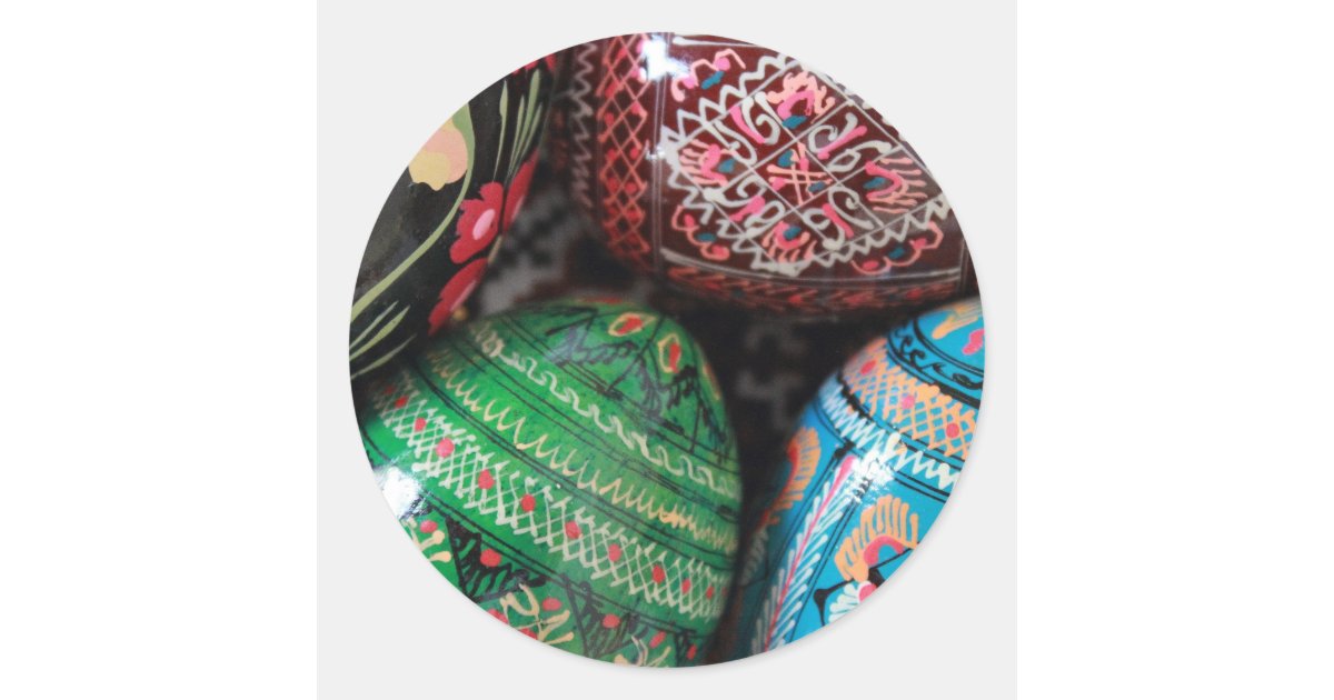 Ukrainian pysanky - easter eggs classic round sticker | Zazzle