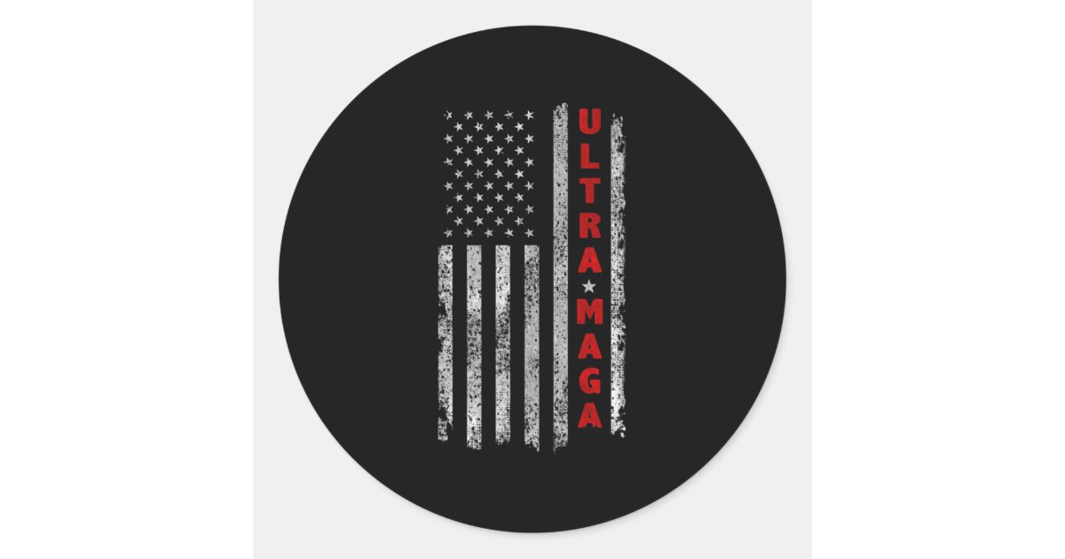 Ultra MAGA Vintage American Flag Ultra MAGA Classic Round Sticker | Zazzle