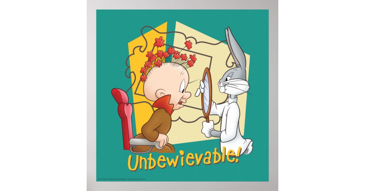 "Unbewievable" Barber BUGS BUNNY™ & Elmer Fudd Poster | Zazzle