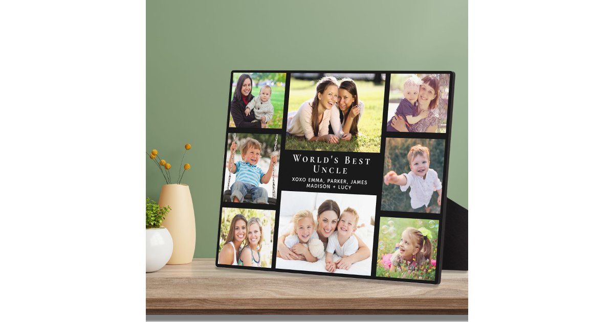 Uncle Photo Collage Black Plaque | Zazzle