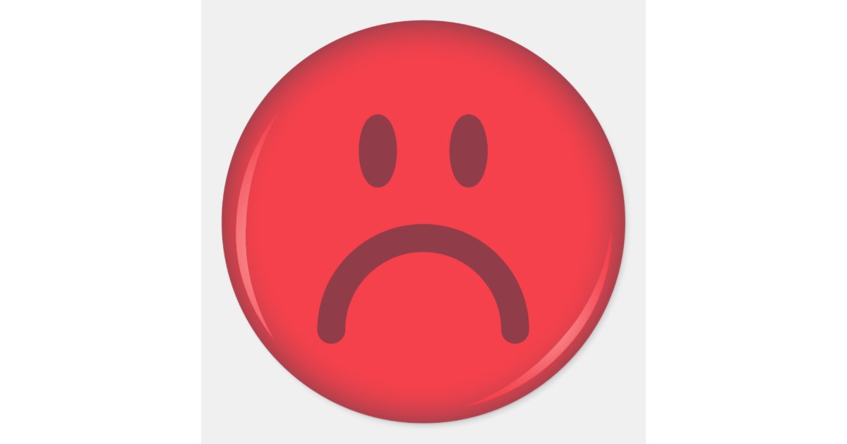Unhappy pouty angry red face classic round sticker | Zazzle