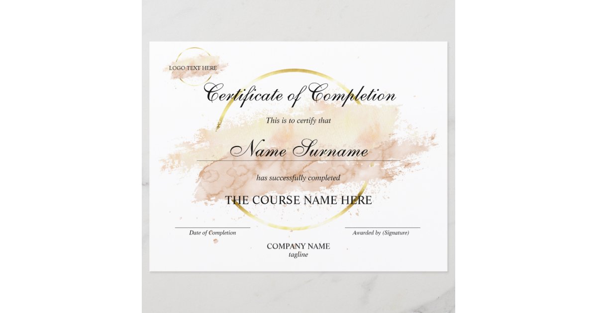 Unique Logo Certificate of Completion Award Course | Zazzle