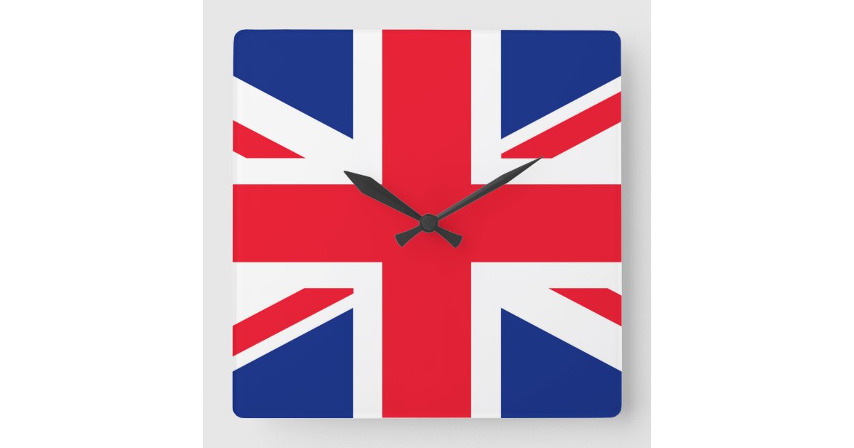 United Kingdom Union Jack Flag Square Wall Clock | Zazzle