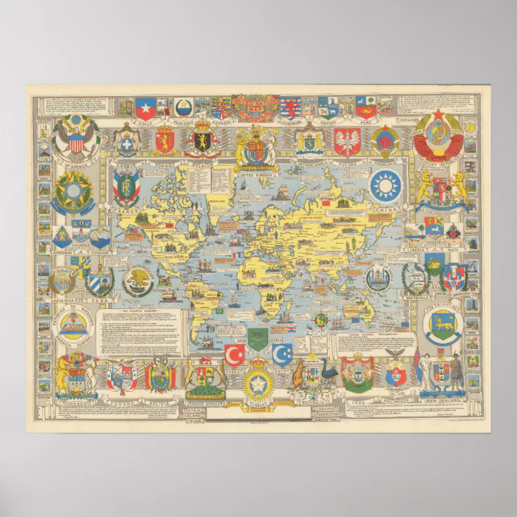 United Nations Map of the World Poster | Zazzle