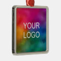 Upload Business Company Logo Custom Premium Square Metal Ornament | Zazzle