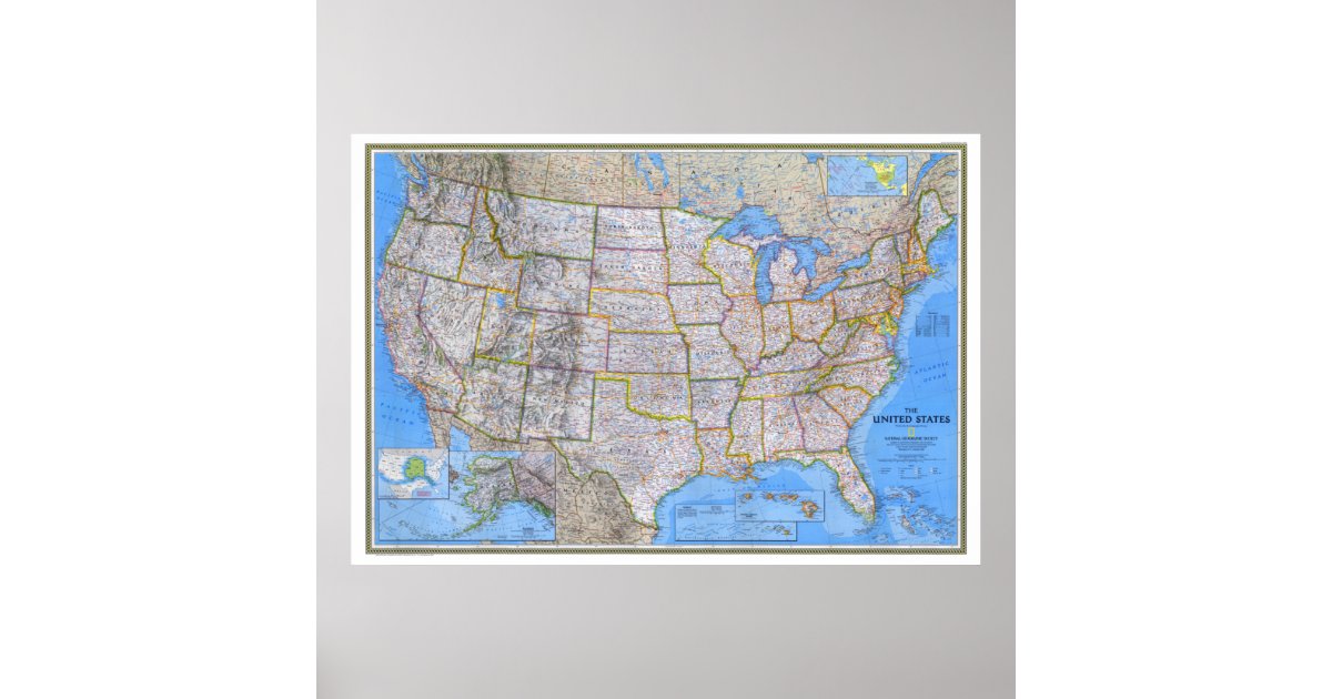 " USA: 1993/today - Detailed MAP ... Poster | Zazzle