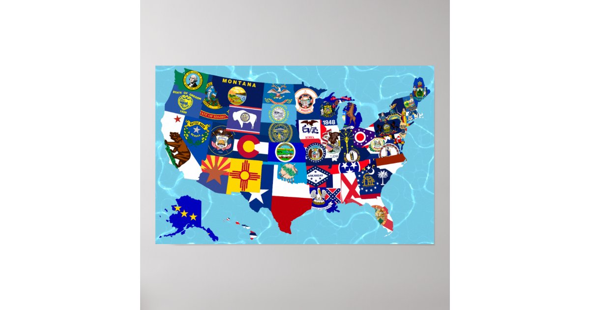 USA Map State Flags Mosaic Poster | Zazzle