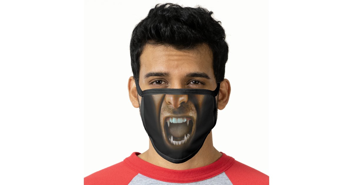 Vampire Dracula Fangs Sharp Teeth Scary Face Mask | Zazzle