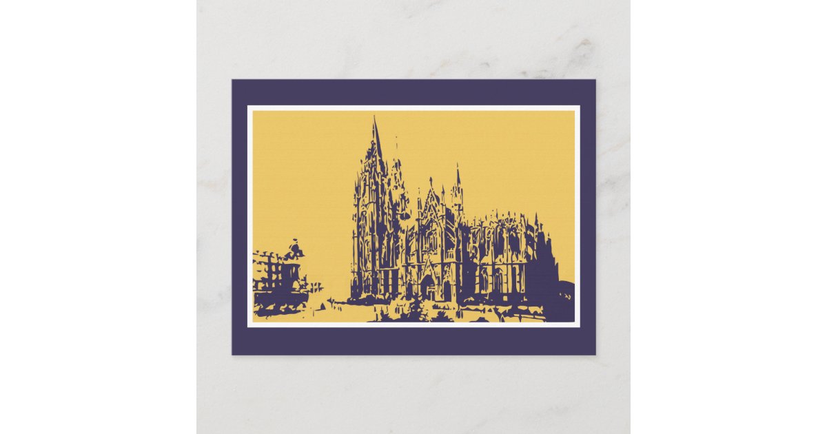 Vector drawing Cologne Cathedral (Kölner Dom) Postcard | Zazzle