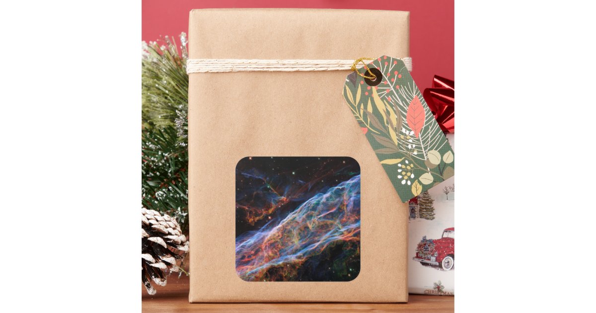 Veil Nebula Supernova Remnants Hubble Telescope Square Sticker | Zazzle