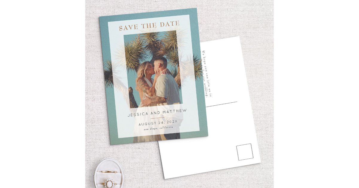 Vellum Overlay Full Photo Save the Date Announcement Postcard | Zazzle