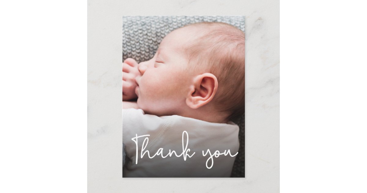 Vertical Baby Shower Thank you Birth Announcement Postcard | Zazzle