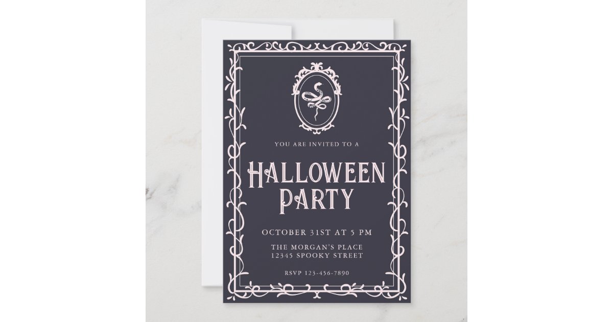 Victorian Frame Serpent Halloween Party Invitation | Zazzle