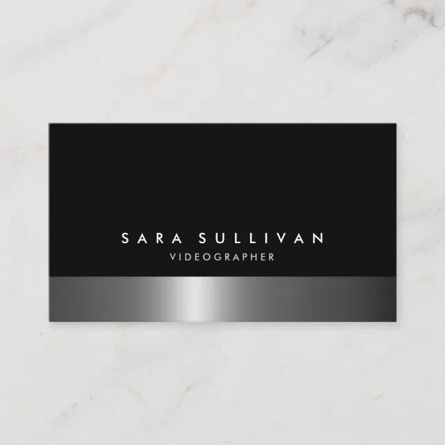 Videographer Bold Dark Chrome Business Card | Zazzle