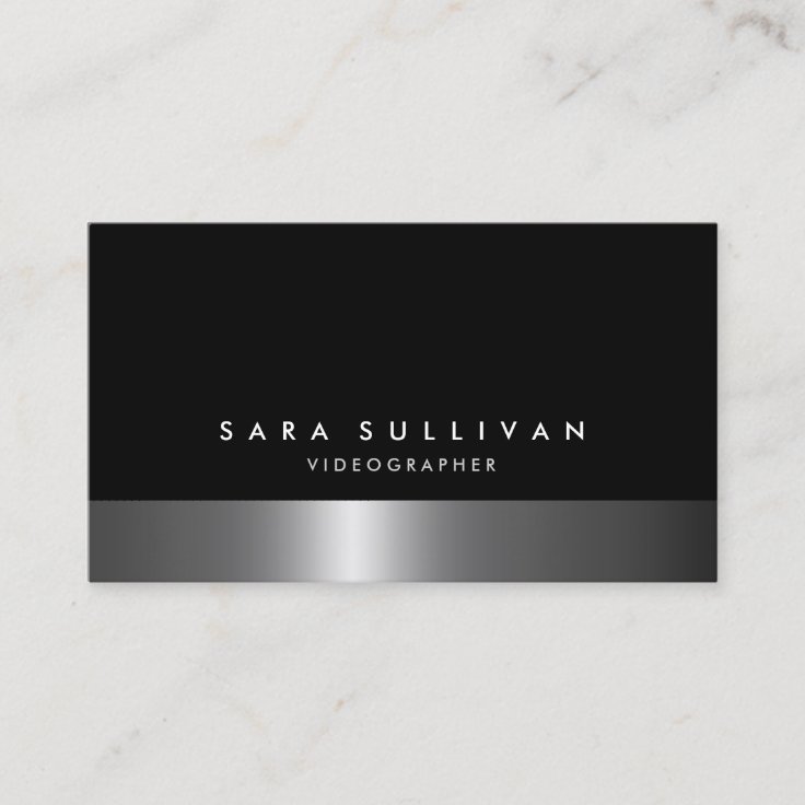 Videographer Bold Dark Chrome Business Card | Zazzle
