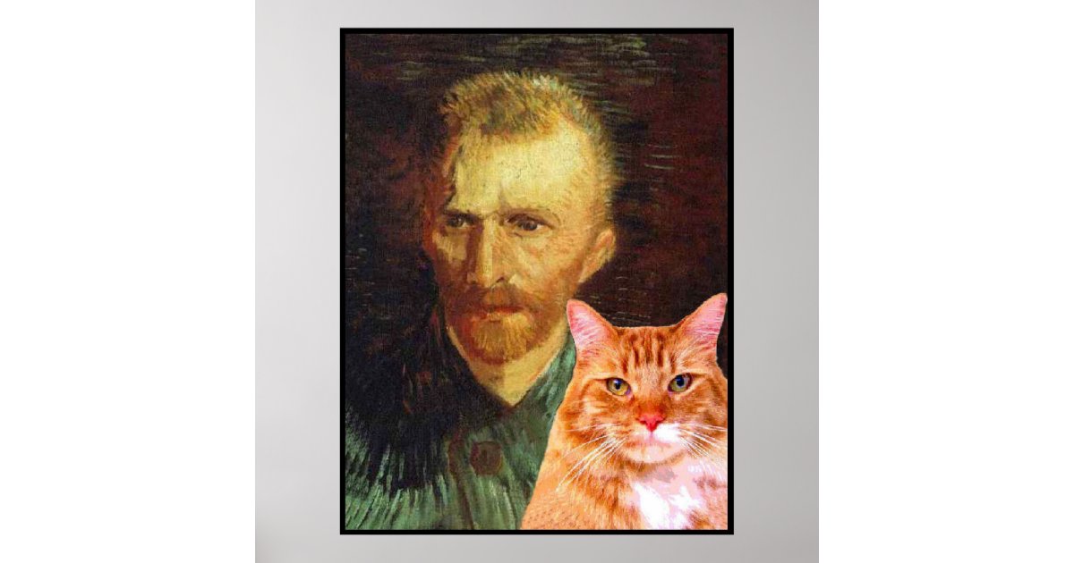 Vincent van Gogh and his red tabby cat Poster | Zazzle