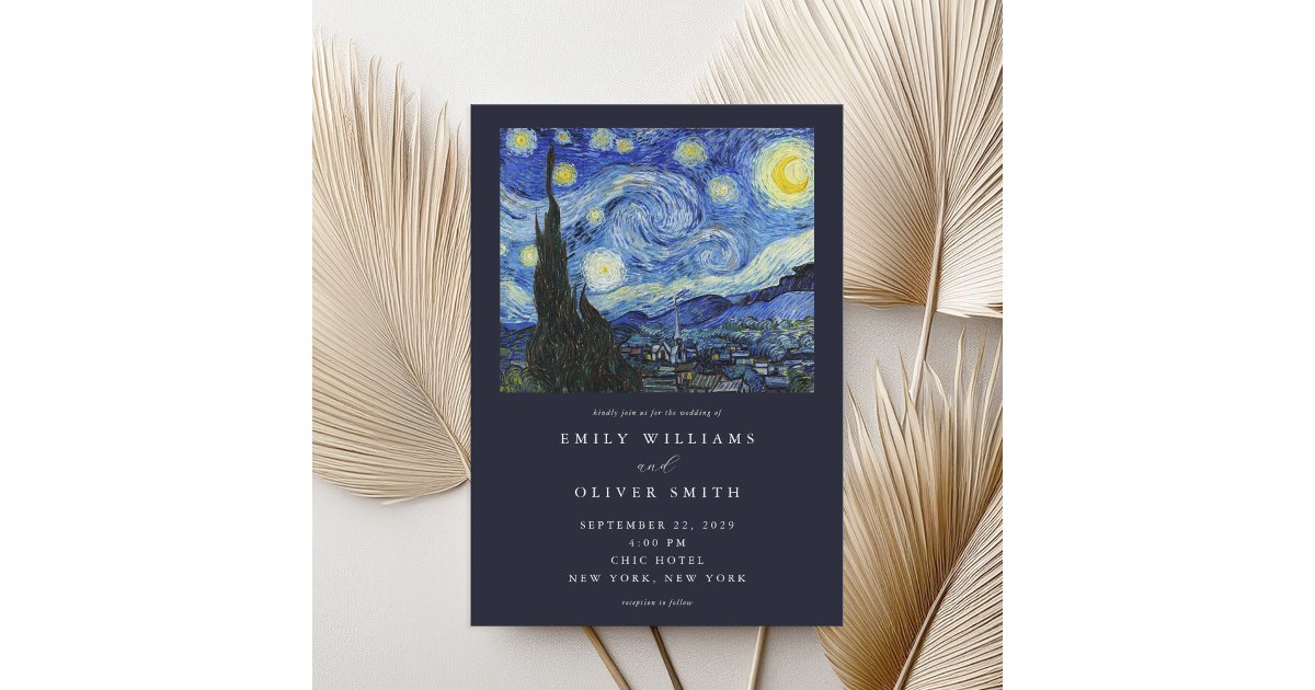 Vincent Van Gogh Starry Night Wedding Invitation | Zazzle