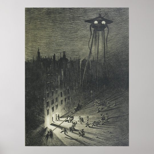 Vintage Alien Invasion Illustration Poster | Zazzle.ca