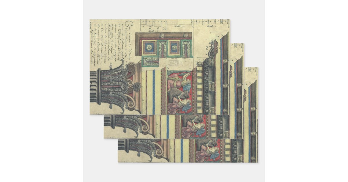 Vintage Architecture, Column with Cornice Moulding Wrapping Paper Sheet ...