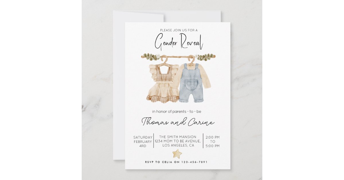 Vintage Baby Clothes Gender Reveal Invitation | Zazzle