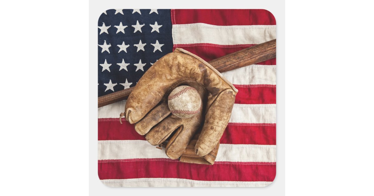 Vintage Baseball Square Sticker | Zazzle