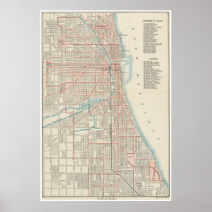 Vintage Chicago Map Posters, Prints & Poster Printing | Zazzle CA