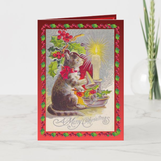 Vintage Cat Christmas Cards | Zazzle CA