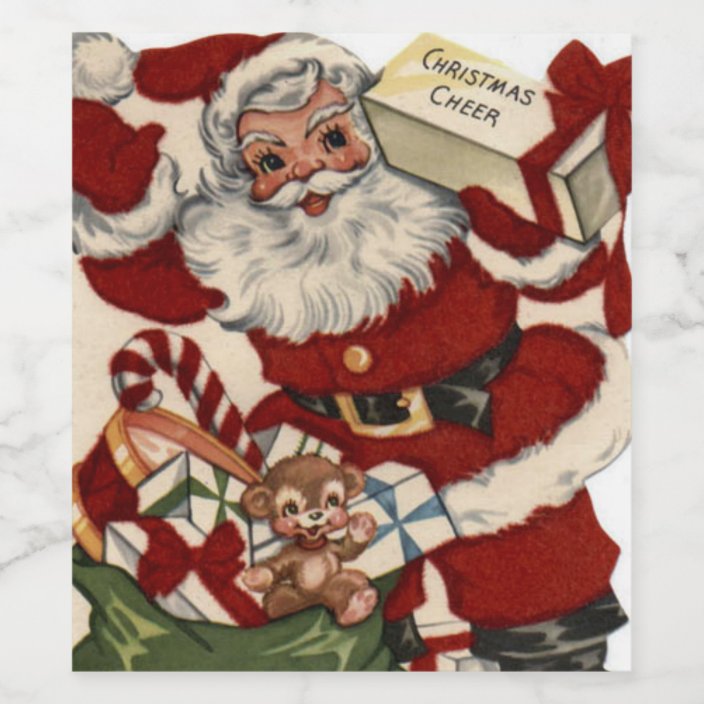 Vintage Christmas Santa Holiday drink label | Zazzle.ca