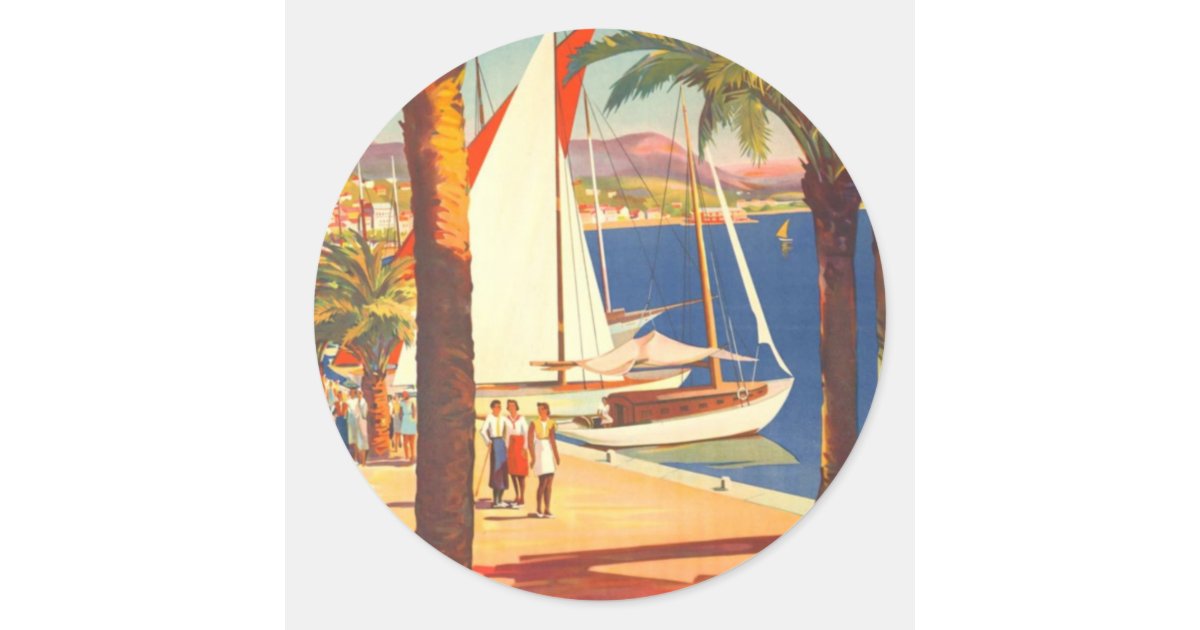 Vintage Cote D'Azur French Travel Classic Round Sticker | Zazzle
