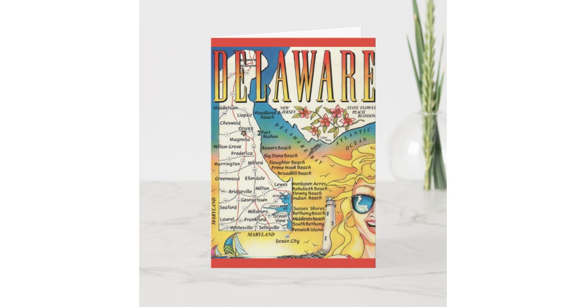 Vintage Delaware Map Card | Zazzle