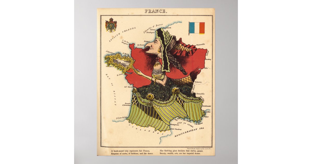 Vintage France Map Poster | Zazzle